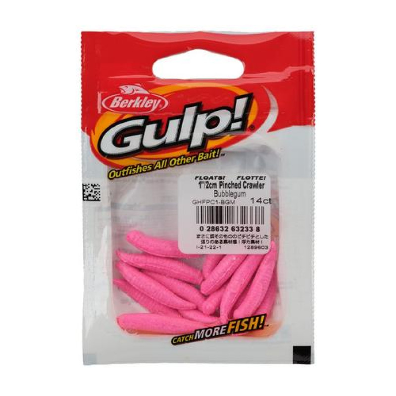 GULP! FLOATING PINCHED CRAWLER 2.5CM BUBBLE GUM BERKLEY